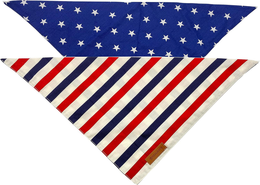 4Th of July Dog Bandanas 2 Pack, Reversible American Flag Pet Scarf fo ...